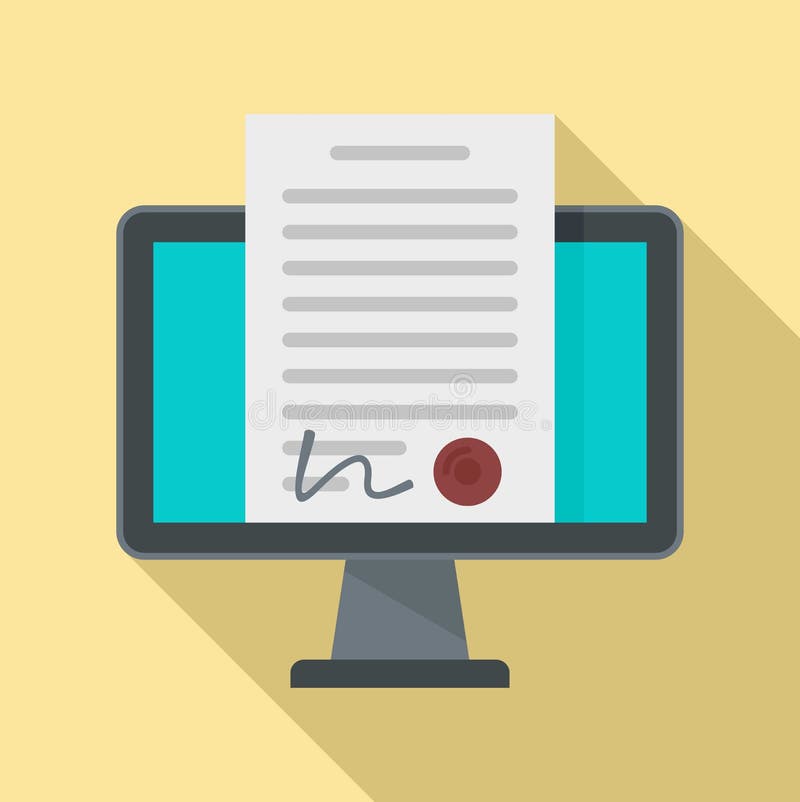 Digital Contract Icon, Flat Style Stock Vector - Illustration of online ...