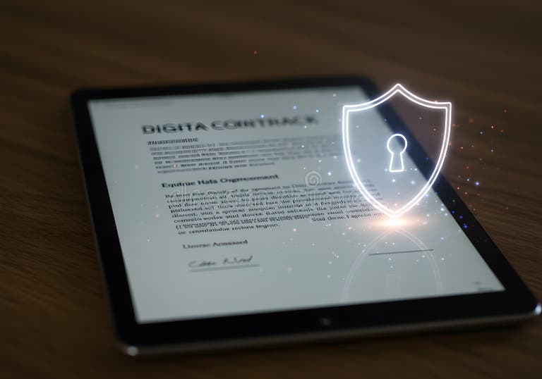Digital Contract Security Tablet Display Stock Illustration ...