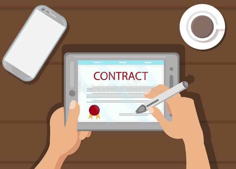 Digital Contract Signing Flat Vector Illustration Stock Vector ...