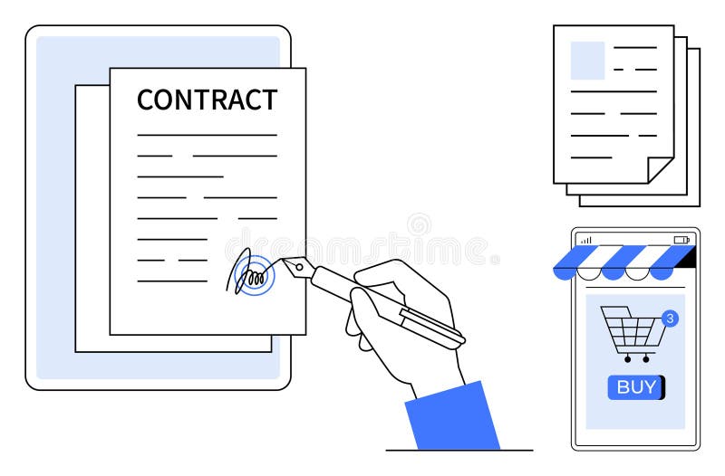 Digital Contract Signing and Online Shopping on Mobile Devices Stock ...