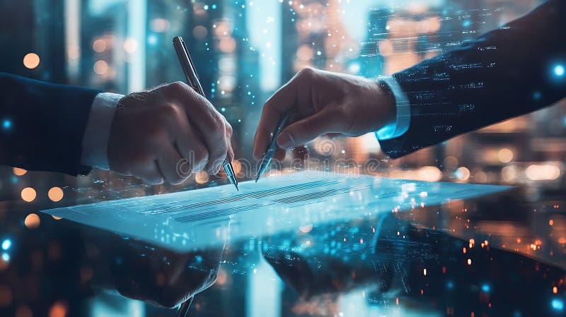 Digital Contract Signing stock illustration. Illustration of future ...