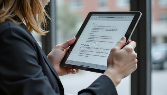 Digital Contracts on Tablet Stock Illustration - Illustration of reding ...