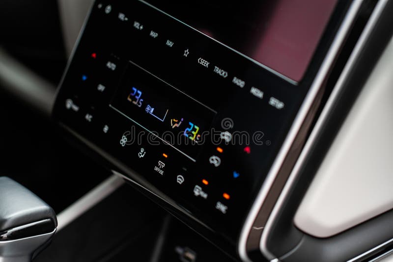 Digital Control Panel Car Air Conditioner Dashboard. Stock Photo ...