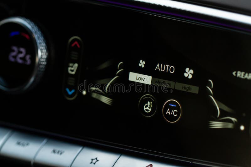 Digital Control Panel Car Air Conditioner Dashboard. Stock Image ...