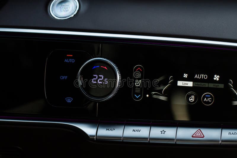 Digital Control Panel Car Air Conditioner Dashboard. Stock Image ...