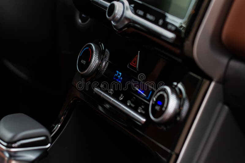 Digital Control Panel Car Air Conditioner Dashboard. Stock Image ...