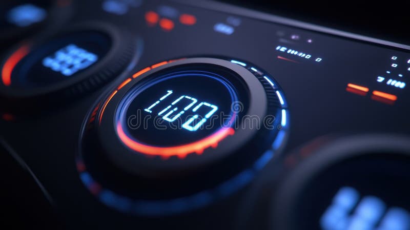 Digital Control Panel Showing the Number 120 with Futuristic Design ...