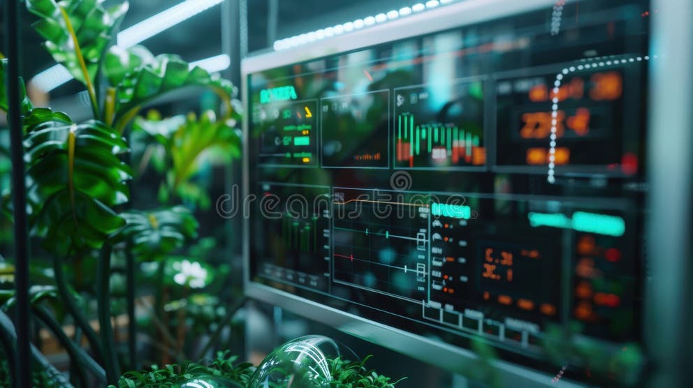 Smart Hydroponic System Control Panel Displaying PH, Nutrient Balance ...