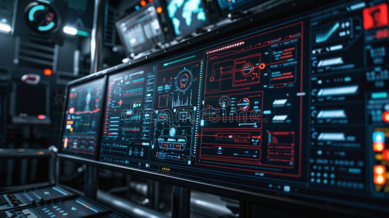 Digital Control Room Displaying Advanced Ai Algorithms And Data Processing Models On High
