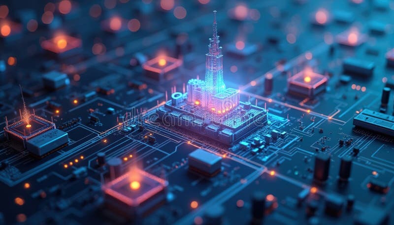 Digital Control Technology Center Ligting Stock Illustration ...