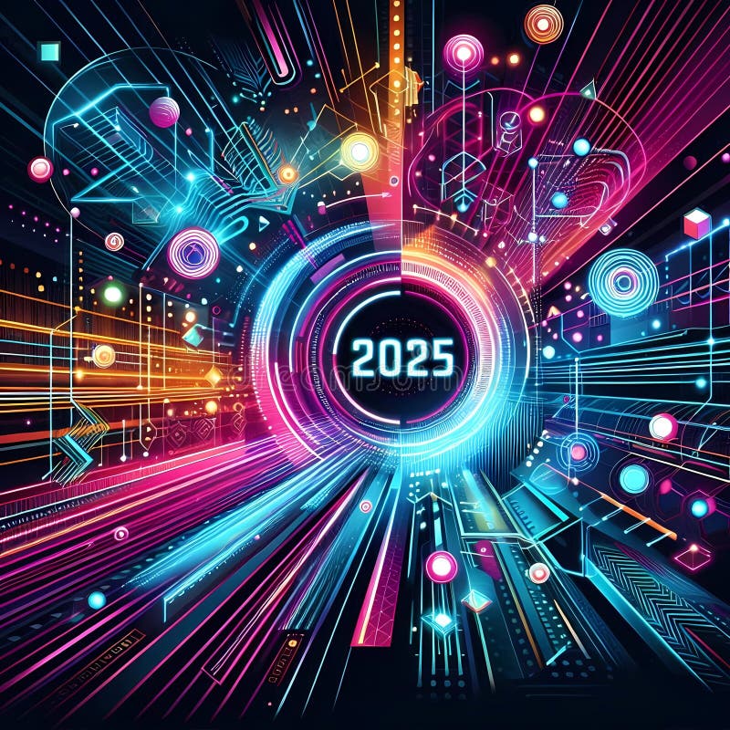 2025: Digital Convergence stock illustration. Illustration of future ...