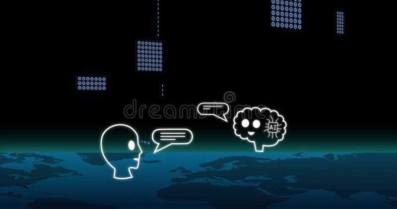 Digital Conversation Representing AI Technology with Human and AI Brain ...