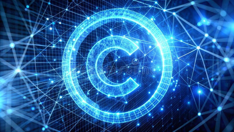 Digital Copyright Networked C Symbol in Blue Stock Illustration ...