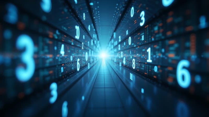 Digital Corridor, Data Stream Visualization Stock Illustration - Illustration of storage, path ...