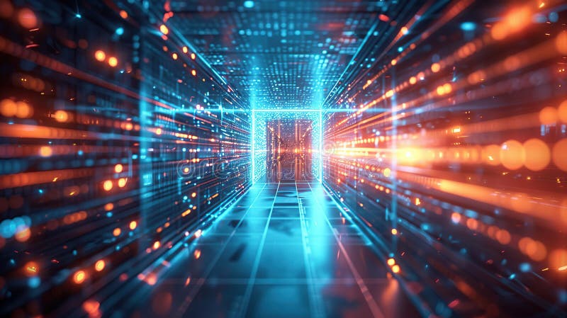 Digital Corridor - a Futuristic Concept of Data Flow Stock Illustration ...