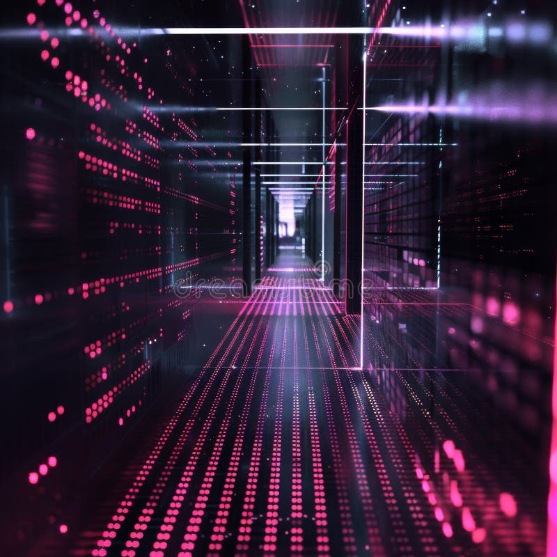Digital Corridor in Neon Pink Hues Stock Image - Image of pink, neon ...