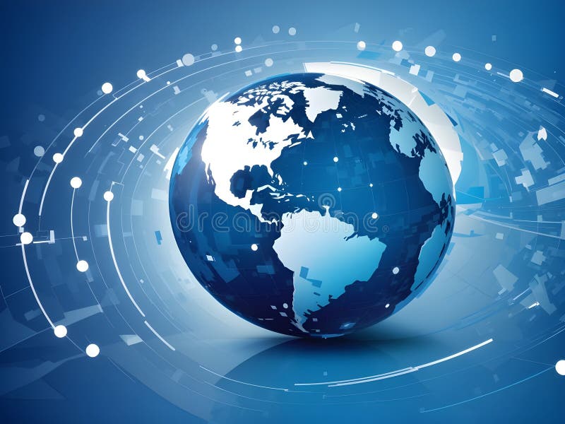 Digital Cosmos: Vector Blue Globe on Technological Horizon Stock ...