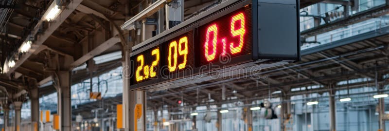 Digital Countdown Board Displaying Arrival Times at Train Station ...