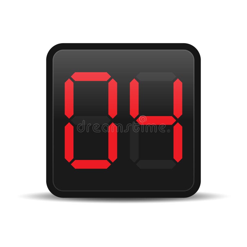 Digital Countdown Display with Red Number 4 Stock Vector - Illustration ...