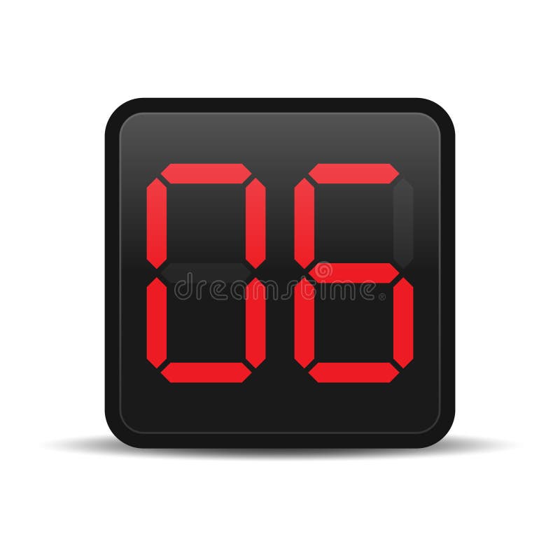 Digital Countdown Display with Red Number 6 Stock Vector - Illustration ...