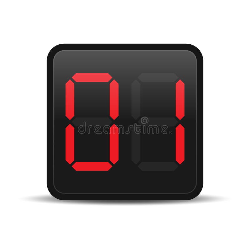Digital Countdown Display with Red Number 1 Stock Vector - Illustration ...