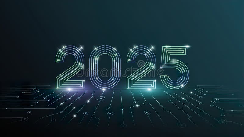 2025 Digital Countdown with Futuristic Technology Design Stock Image ...