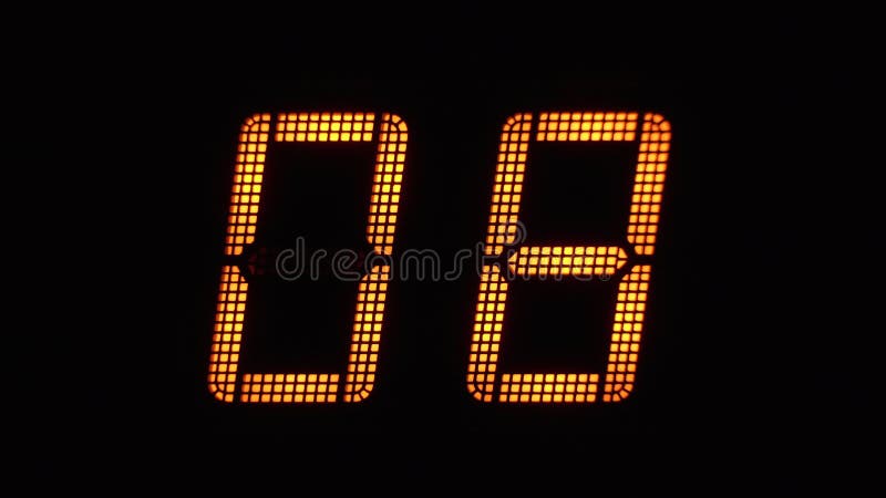 Digital Countdown in Orange Numbers on an Electronic Display from 16 To ...