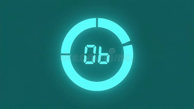 Digital Countdown Timer with Circular Progress Bar from Eight To Zero Seconds on a Teal ...