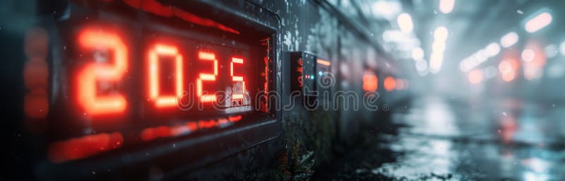 Digital Countdown Timer Displaying 20025 in Urban Setting at Night ...