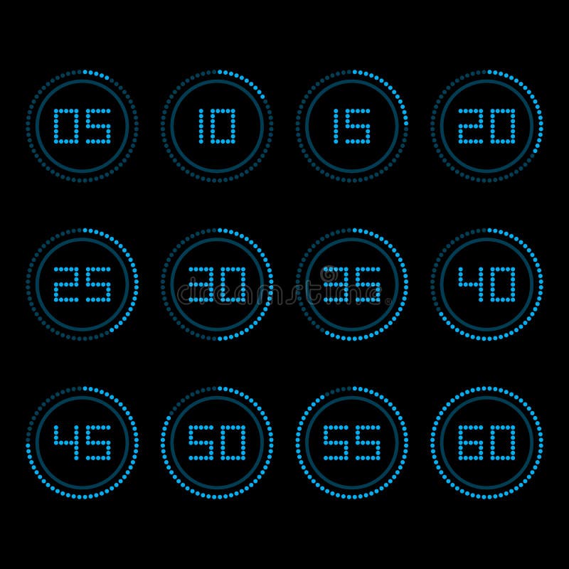 Digital Countdown Timer with Five Minutes Interval. Stock Vector ...