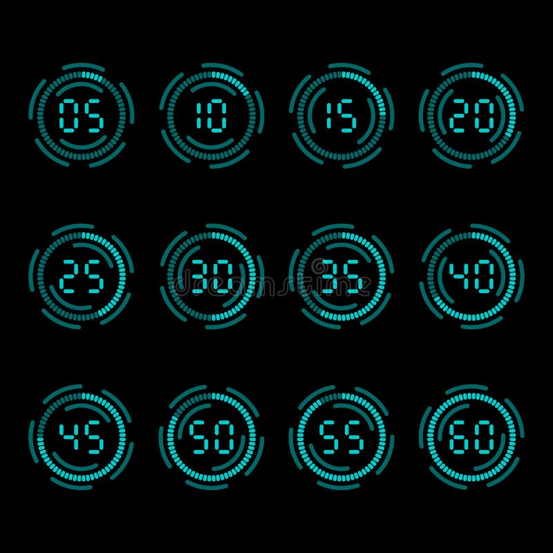 Digital Countdown Timer with Five Minutes Interval. Stock Vector ...