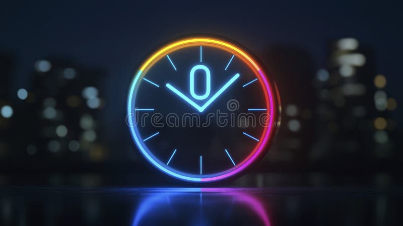 Digital Countdown Timer with Neon Colors on New Year S Eve Stock Photo ...