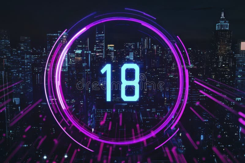 Digital Countdown Timer with Neon Colors on New Year S Eve Stock Photo ...