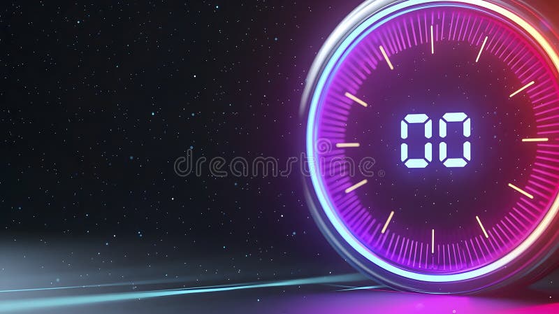 Digital Countdown Timer with Neon Design Stock Illustration ...