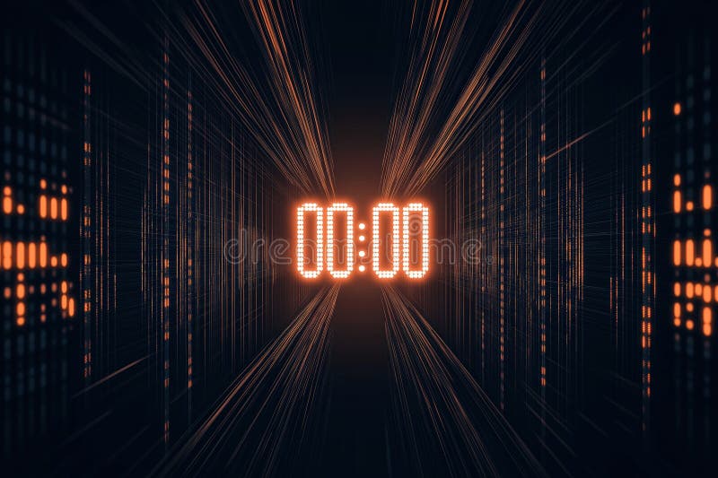 Digital Countdown Timer Surrounded by Glowing Lines in a Futuristic ...