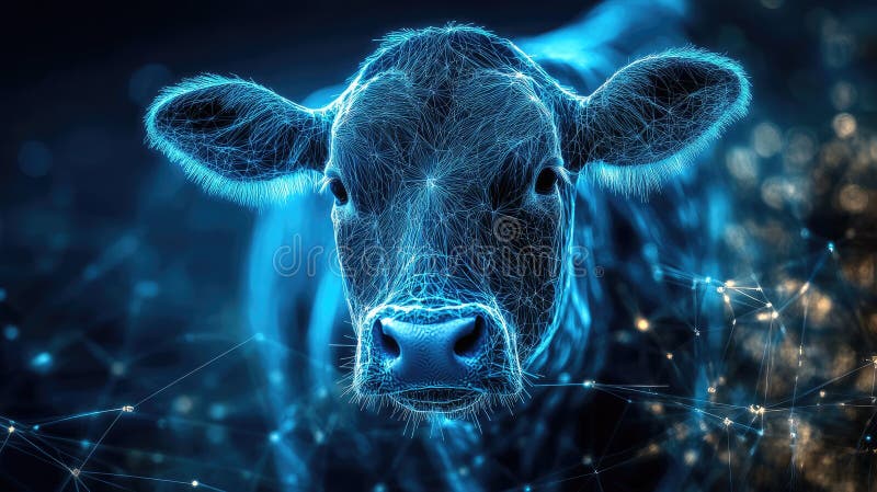 Digital Cow Concept with Futuristic Technology Elements Stock Image ...