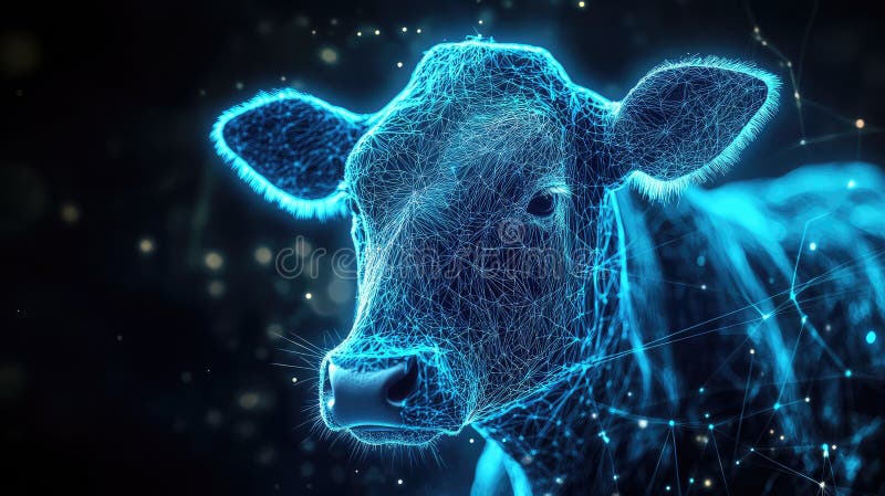 Digital Cow Concept with Futuristic Technology Elements Stock Photo ...