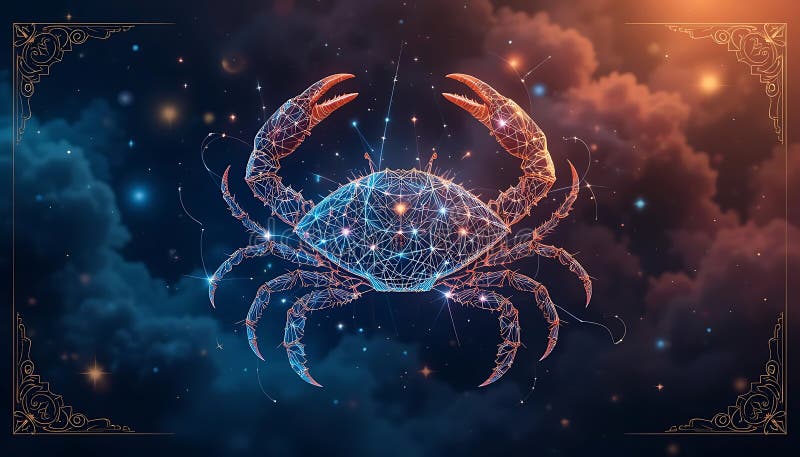 Digital Crab Illustration Against a Starry Nebula Background Design ...