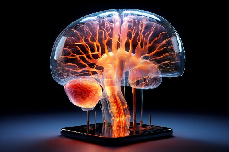 Epicenter of Wisdom: Transparent 3D Illustration of Human Brain Stock ...