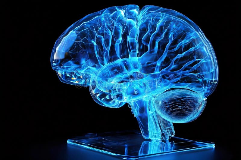 Epicenter of Wisdom: Transparent 3D Illustration of Human Brain Stock ...