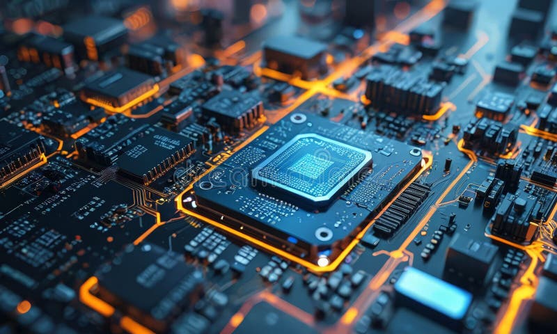 Close Up Cpu Chip on Computer Stock Illustration - Illustration of ...