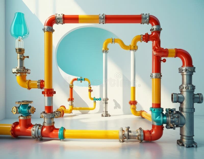 Group Pipes with Valves and Stock Image - Image of tube, pipe: 330512875