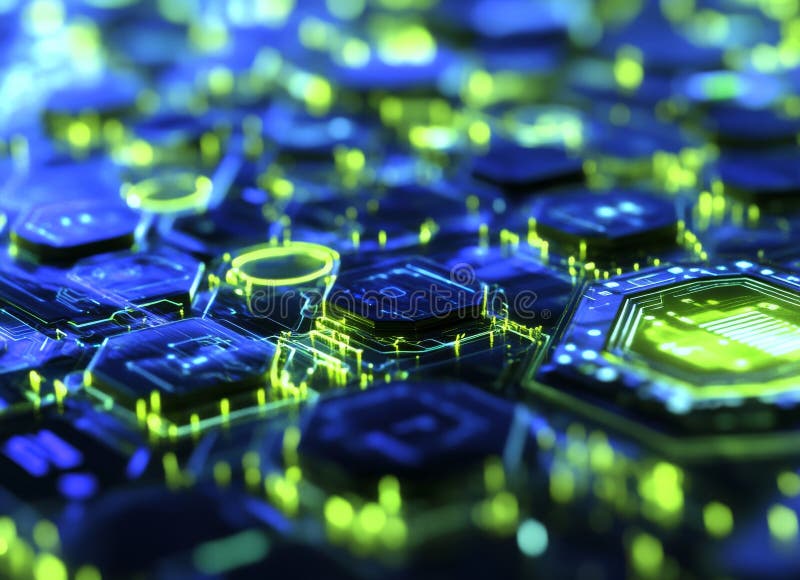 A Digital Creation with Radiant Hexagonal Patterns in Blue and Green ...