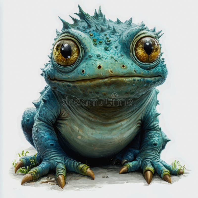 Digital Creatures Blue Frog with Big Eyes and a Big Smile in Vibrant ...