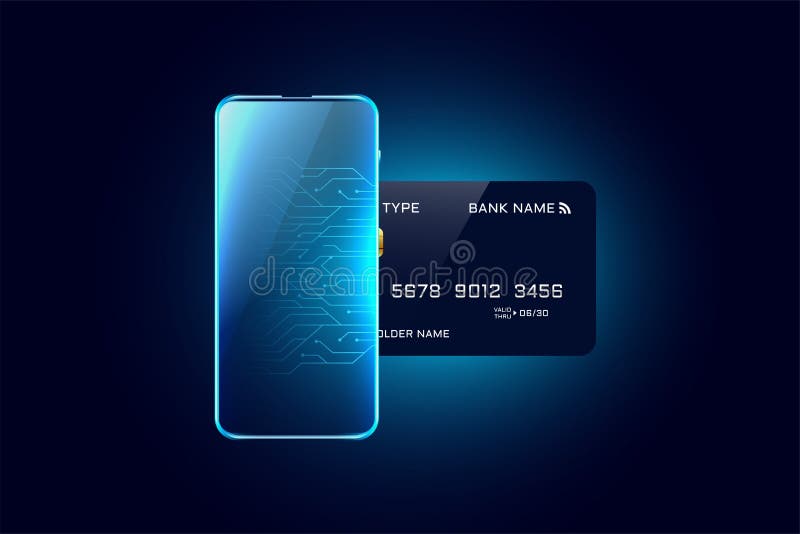 Digital Credit Card Concept with Mobile Phone Stock Vector ...