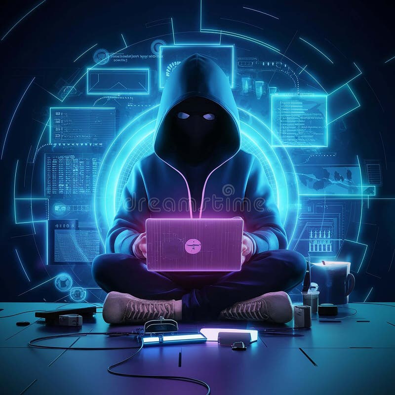 Digital Crime by an Anonymous Hacker - 3D Render Illustration Stock ...