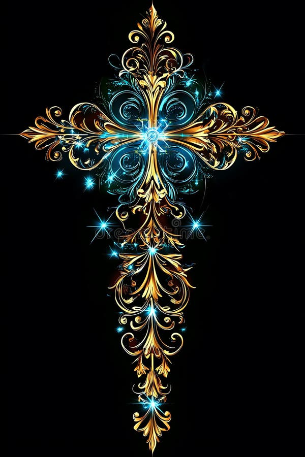 Digital Cross, AI Generated Stock Illustration - Illustration of church ...