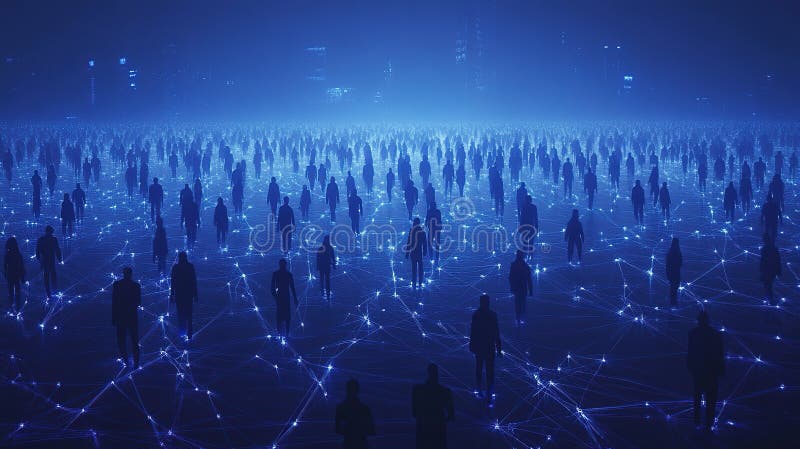Digital Crowd Walking, Networked Cityscape, Futuristic, Connection ...
