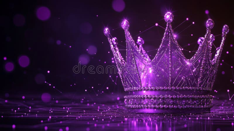 Digital Crown on Abstract Purple Background Royalty, Technology, and ...
