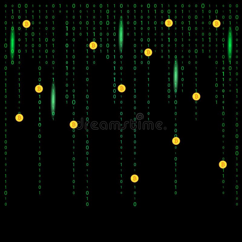 Digital Crypto Bitcoin Matrix Background. Stock Vector - Illustration ...